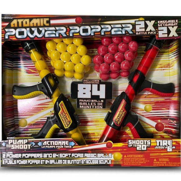atomic | Toys | Automatic Power Popper 2 Gun Pack With 84 Soft Foam ...
